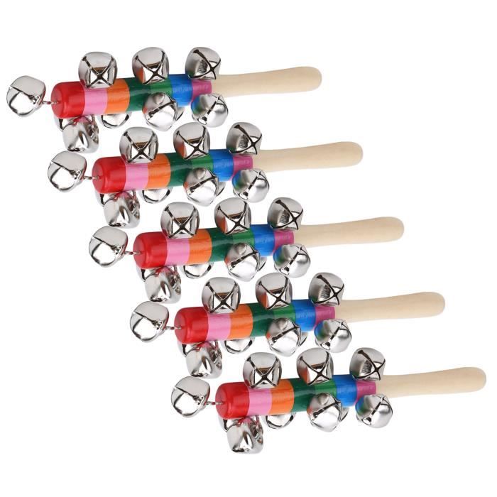 Ashata Poignée de cloches en bois Jingle Stick, clochettes en bois de ...