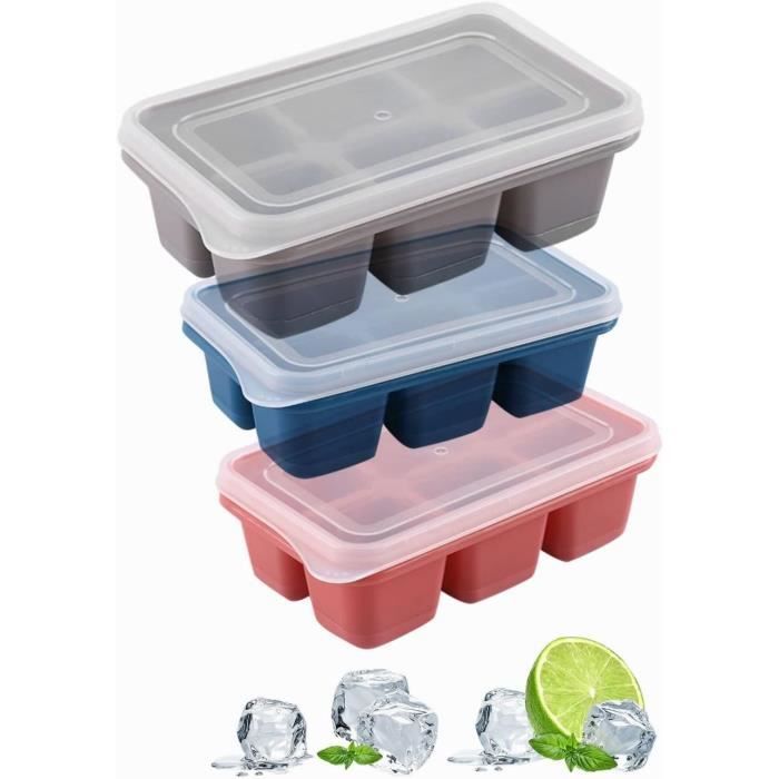 Lot De 3 Mini Bacs À Glaçons Empilables Avec Fond En Silicone Facile À ...