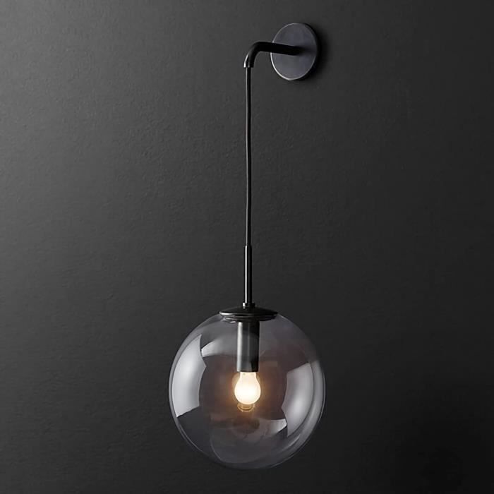 Applique Murale Boule De Verre Gris Fumé, Led Applique Moderne Finition ...