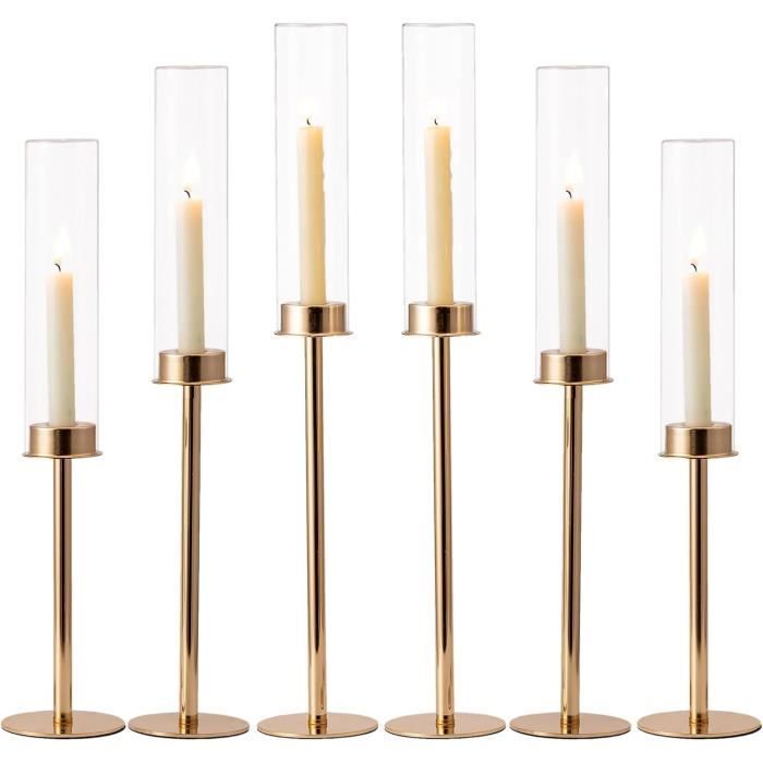 Photophore En Verre Bougeoir Doré : 6 Cylindres En Verre Pour Bougies ...