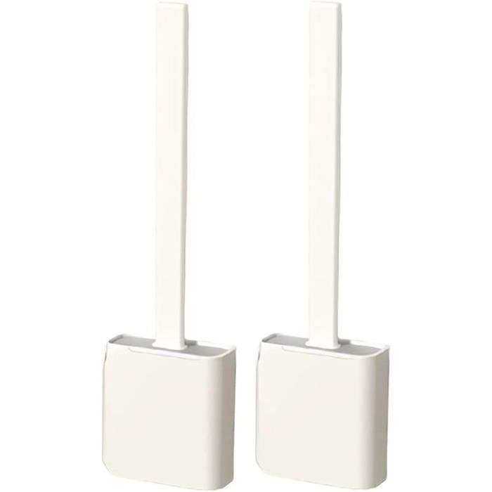 Lot de 2 brosses WC en silicone avec poils flexibles Avec support à séchage rapide Pour salle de ...