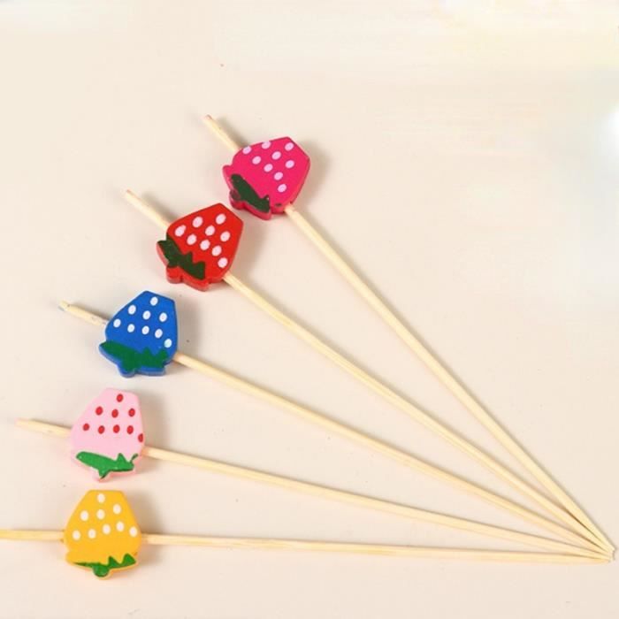 Bâtonnets de fruits - Strawberry Mix - Colorés - En bambou - 100 PCS ...