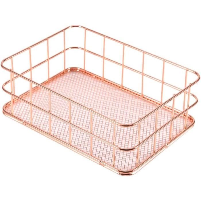 Panier De Rangement En Fer Forgé, 24,5X16,5X6,5Cm Plateau De Bureau En ...