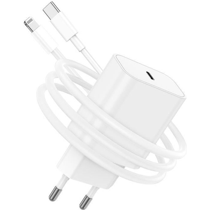 Chargeur Rapide - Apple - 20W - USB C - 2M Câble - Compatible iPhone 14 ...