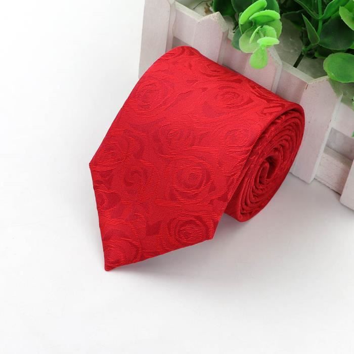 Cravates pour hommes - KJEHOME - Jacquard rayé - Rouge - Polyester ...