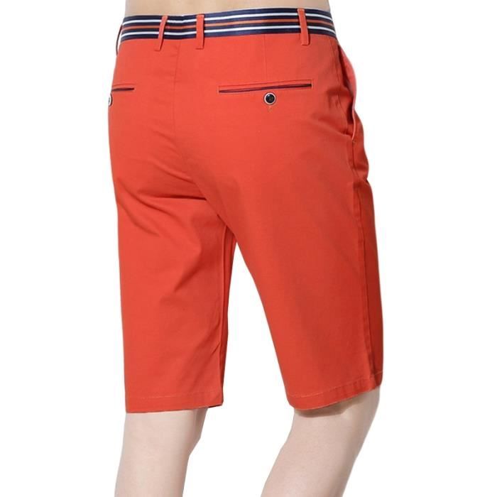Bermuda Homme en Coton Regular Fit Short Casual Homme Ete - Rouge Rouge ...