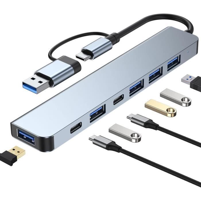 Hub USB C 3.0, Adaptateur Hub Type C Multiport 7 en 2 avec 1 Hub de ...