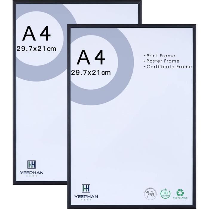 Cadre Photo Noir A4 En Aluminium Avec Vitre En Plastic Glass,Cadre ...