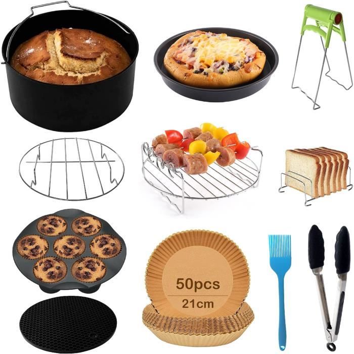 Accessoires Friteuse Sans Huile 12 Pièces Moules Silicone Friteuse À Air Pâtisserie, Grille ...