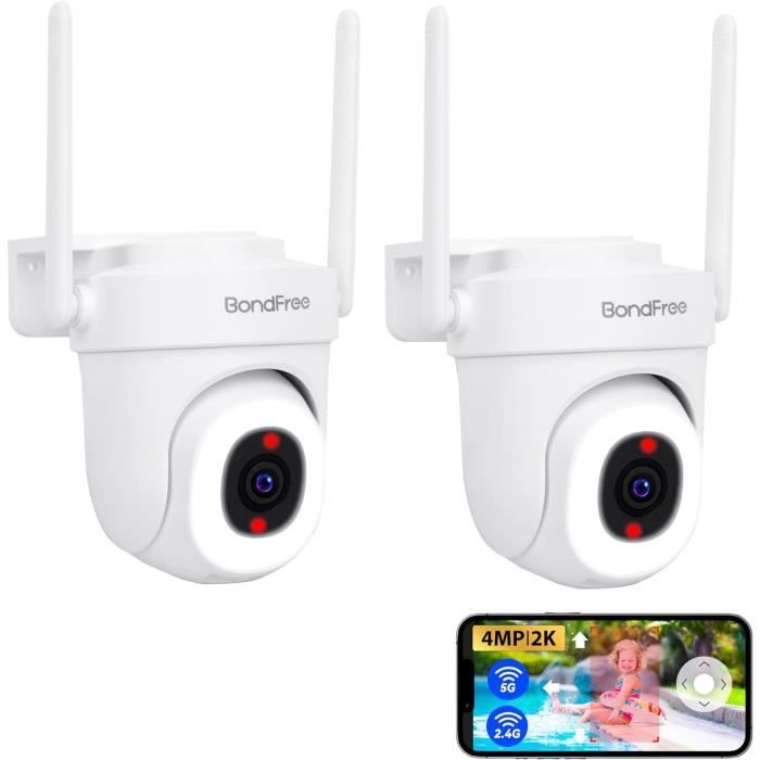 2 Pièces Camera Surveillance 2,4-5Ghz Wifi Extérieure (2K4Mp Mise À ...