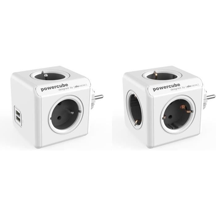 Bloc multiprise USB Type E original Powercube (gris) et rallonge de ...