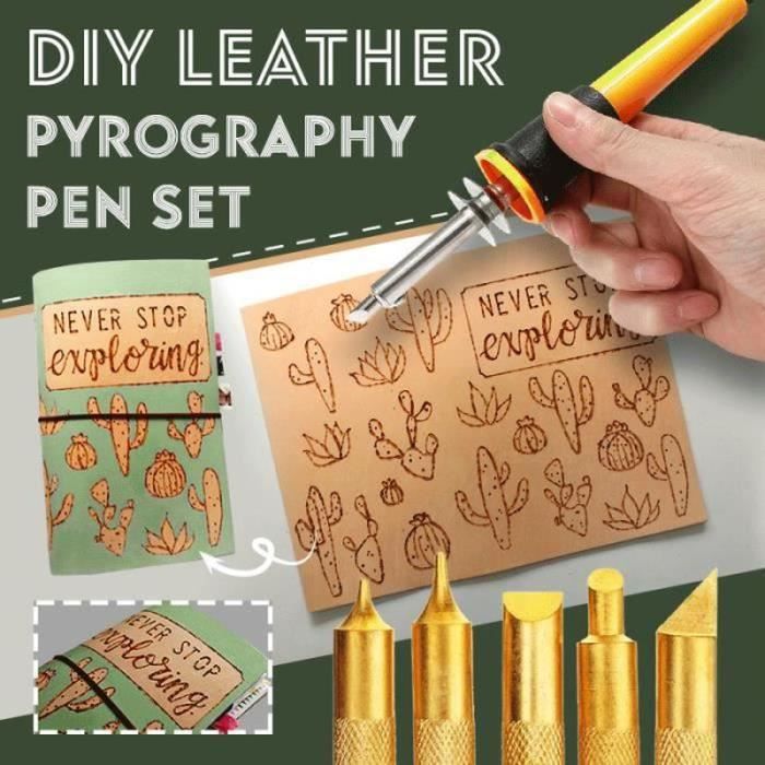 WT13715-Stylo De Pyrogravure En Cuir Bricolage Set 7 Stylo De Sculpture ...