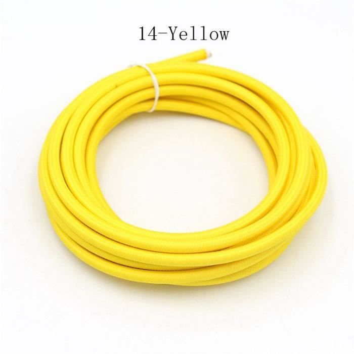 14 Yellow-2M -Cordon d'alimentation flexible en tissu coloré 2 fils ...