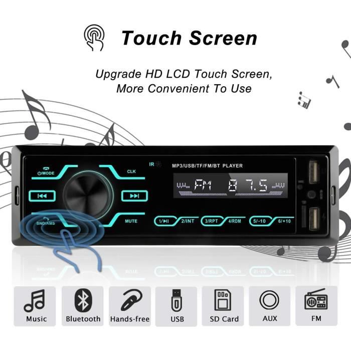 Autoradio Bluetooth Mains Libres, Microphone intégré stéréo Universel 1 ...