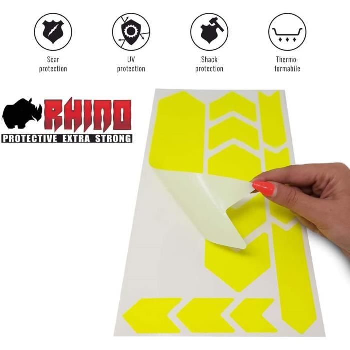 Kit d'Autocollants - Rhino - Protection Cadre Vélo MTB - Jaune Fluo ...