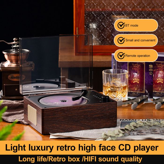 Lecteur CD rétro Support Rechargeable CD BT USB 3.5mm AUX lecteur CD ...