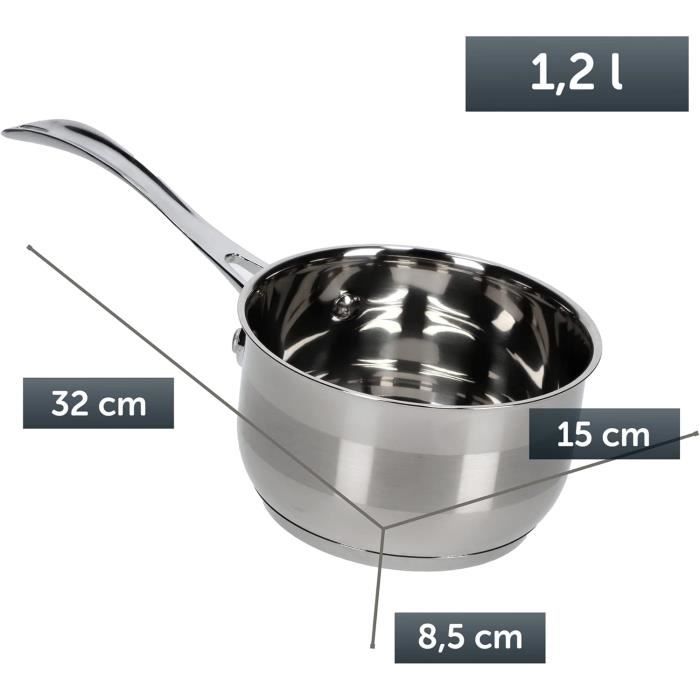 Casserole De 1 L, En Acier Robuste, Marmite À Lait Avec Manche Long Et ...