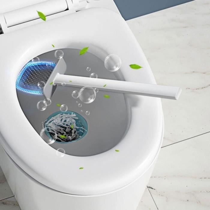 Lot de 2 brosses WC en silicone avec poils flexibles Avec support à séchage rapide Pour salle de ...