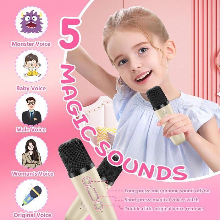 Microphone Karaoké Enfant sans Fil 2 Micros - Jouet Musical avec Effets ...