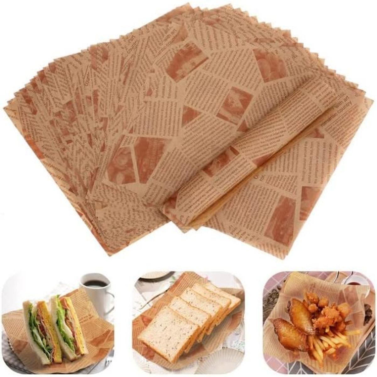 Papier Emballage Alimentaire, 120Pcs Emballage Alimentaire, Papier ...