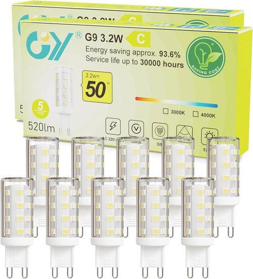 Ampoule G9 Led Blanc Neutre 4000K, 3.2W 520LM Equivalent 50W Halogène, Ampoule LED G9 Classe C ...