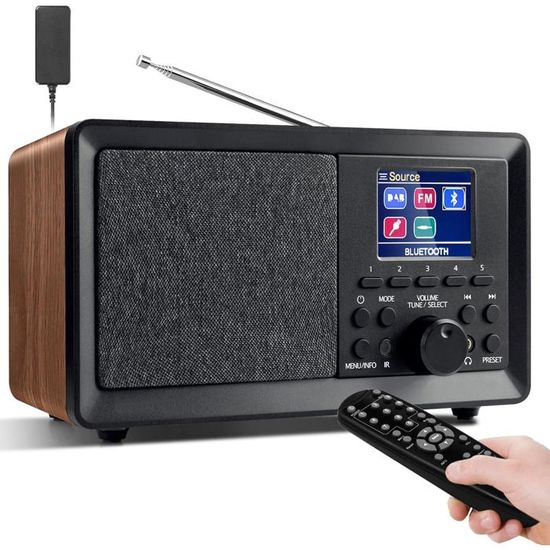 Radio Portable DAB/DAB+/FM Avec Bluetooth 5.0,Écran Couleur 2,4",Double Alarme,Connexion USB/AUX ...