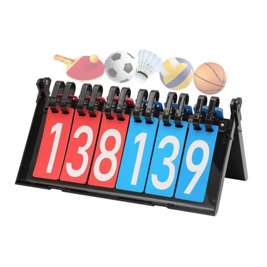 Tableau de Bord à 6 Chiffres Sportif Portable Flip Tableau de Score ...