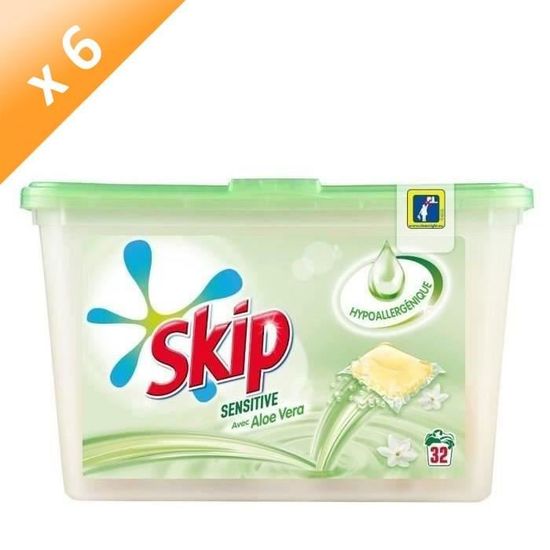SKIP Lessives Sensitive - Aloe vera - 32 capsules - Lot de 6 ...