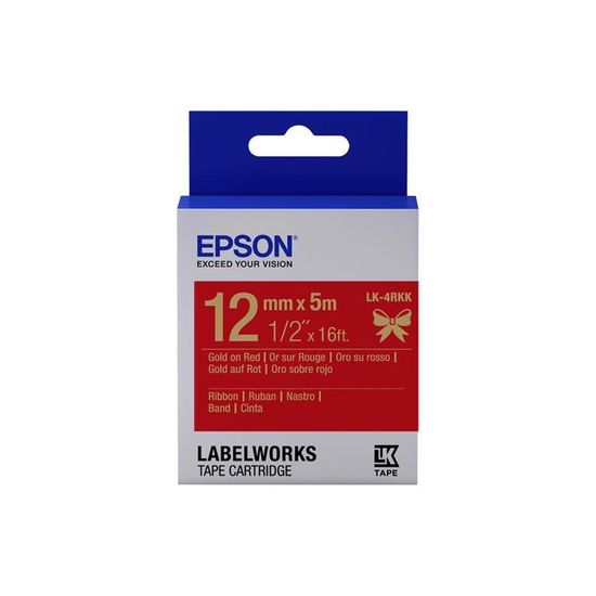 Bande de ruban - Epson - LK-4RKK - Satin doré sur rouge - 1,2 cm x 5 m - 1 rouleau - Cdiscount ...