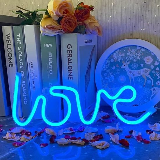Néon Love Signs Bleues Enseigne Au Néon Led Murale Neon Love Néon ...