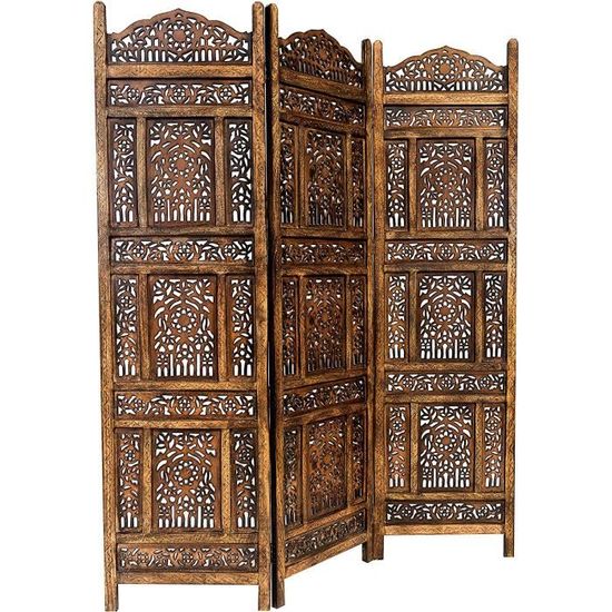 Paravent eois Oriental abhi Nava 150 x 180 cm de haut en marron indien ...