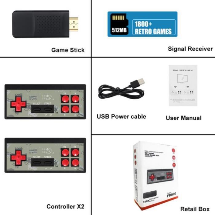 Type 1-FDfemale Console de jeu vidéo 4K, 60fps, HD, sortie HDMI, clé TV ...