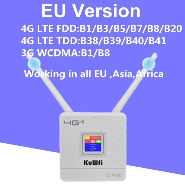 Version UE-KuWfi-Routeur Wifi sans fil CAT4 4G CPE, 150Mbps, avec divulguer externes à gain ...