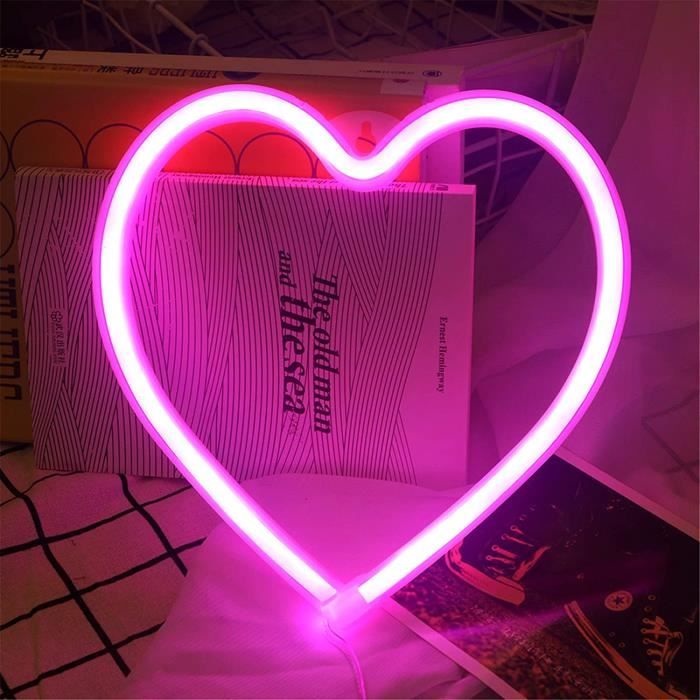 Coeur Neon Mural Enseignes Lumineuses - USB ou Batterie alimenté Néon ...
