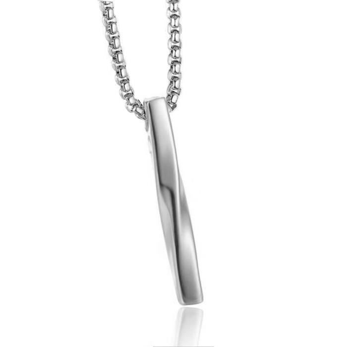 Argent - Collier chaîne longue à vis pour hommes, pendentif en spirale ...