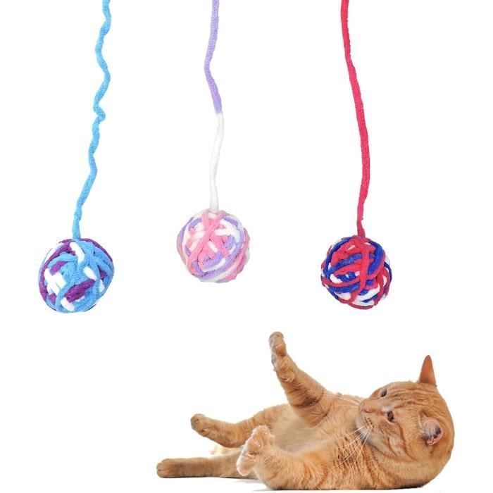 Lot De 3 Balles Colorées Pour Chat Avec Clochette Et Ficelle, Pour Jeu ...