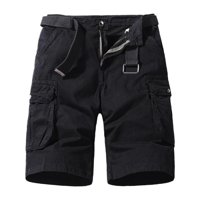Cargo Short Homme Multi-poches en Coton Coupe Droite Short Ete Couleur ...