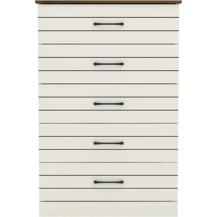 Elis Commode À 5 Tiroirs Commode Haute Avec Rangement Pour Chambre À ...