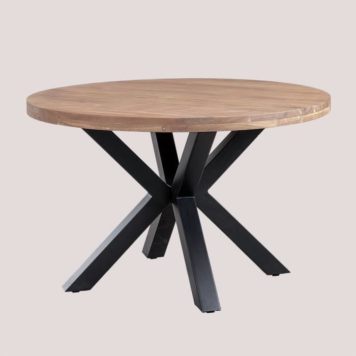 SKLUM Table à Manger Ronde en Bois d'Acacia (Ø120 cm) Gaiba Brun Acacia ...