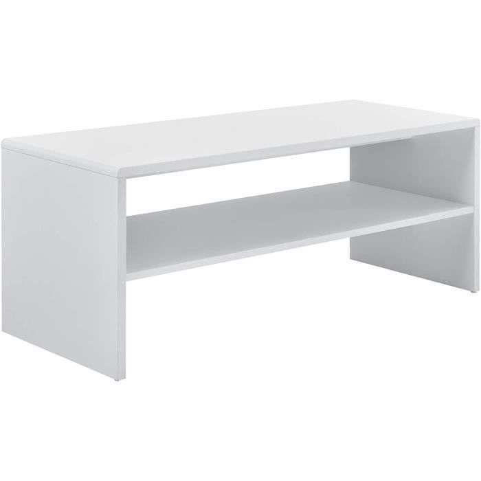 Table Basse de Salon avec Rangement Panneau de Fibre de Bois Blanc 100 ...