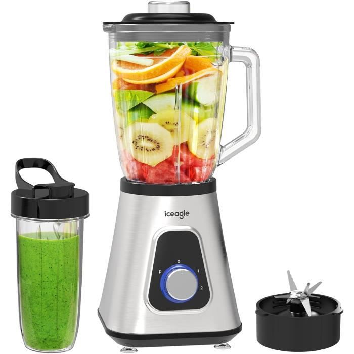 Blender 2-En-1 Smoothie Maker - 1300 W Mixeur Électrique, 2 Vitesses ...