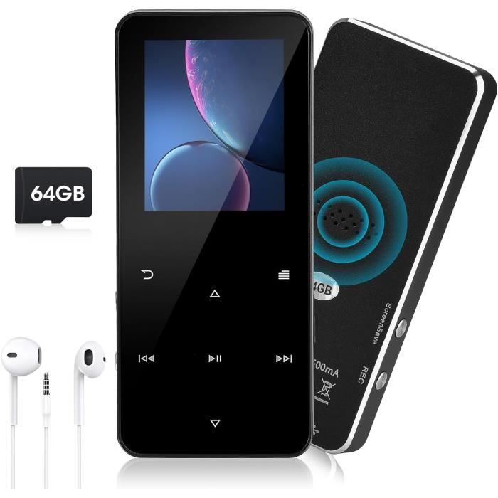 Lecteur Mp3 64 Go Avec Bluetooth 5.0, Écran Tactile De 1,8 Pouces ...