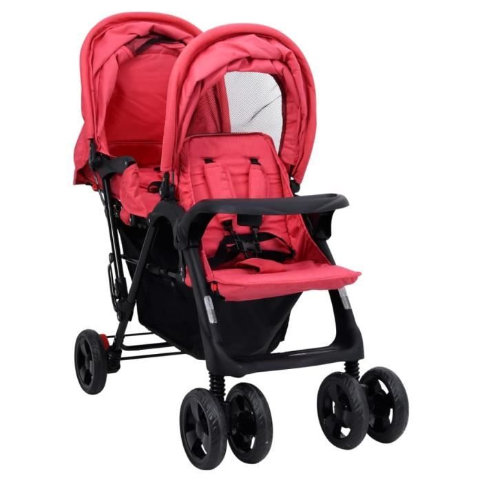 HUA - Poussettes pour bébés - Poussette à deux places Rouge Acier ...