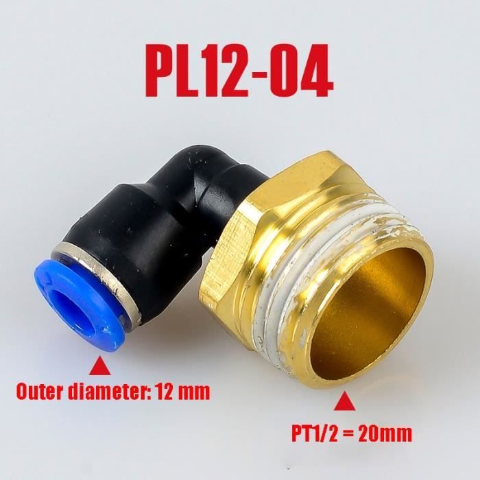 PL12-04 -Connecteur pneumatique PL pour tube à filetage mâle, 4mm 12mm, OD 1-8 "1-4" 3-8 "1-2 ...
