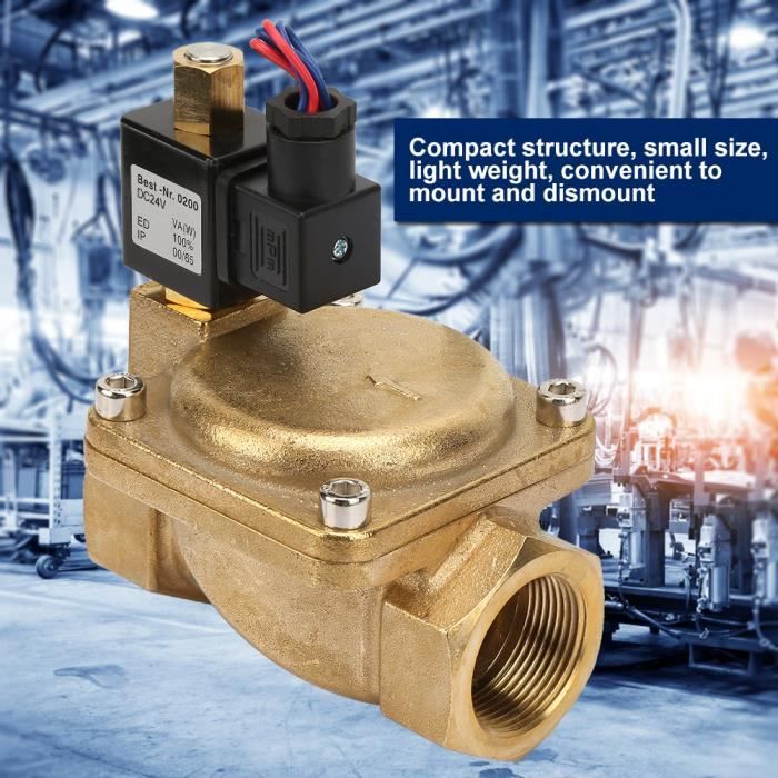 ZJCHAO électrovanne d'eau Électrovanne électrique en laiton normalement ouverte G1-1/4' pour eau ...