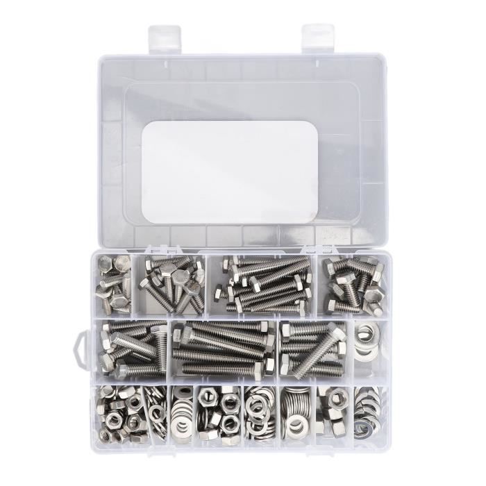 ZJCHAO Kit d'assortiment de boulons et d'écrous Kit de 246 Rondelles D'écrous à Vis Hexagonales ...