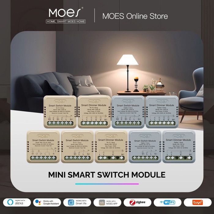 MOES-Mini Tuya WiFi Smart Switch,Zigbee,Gradateur Tech,DIY Light Switch ...