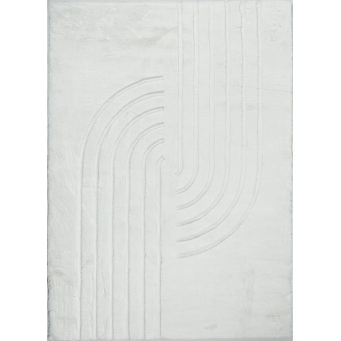 Tapis de salon doux à motif en relief - NAZAR RUGS - ALASKA - Blanc ...
