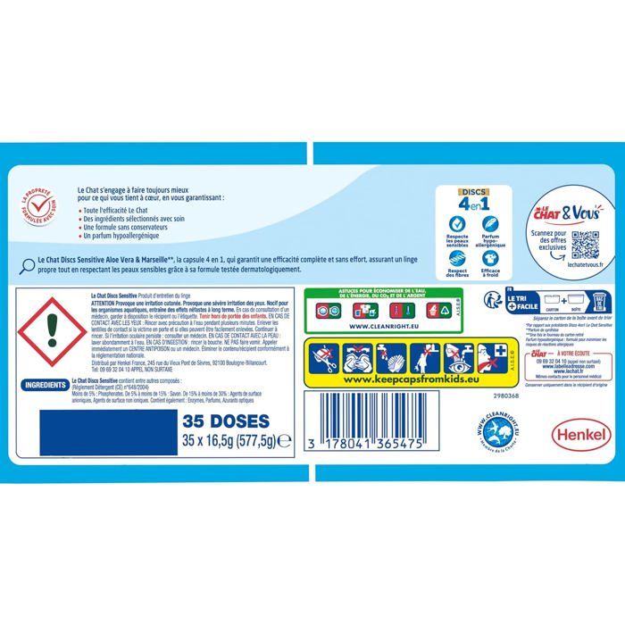LE CHAT -Sensitive - Disc 4en1 -Savon de Marseille & Aloe Vera ...