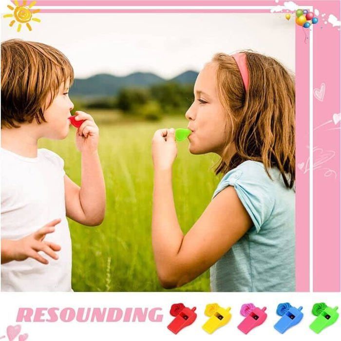 24 Pièces Sifflets en Plastique, Sifflet avec Cordon, Sifflets Colorés ...